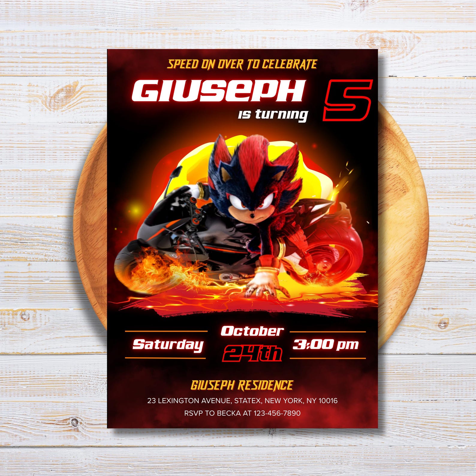 Editable Shadow the Hedgehog Birthday Invitation, Sonic Shadow Birthday ...