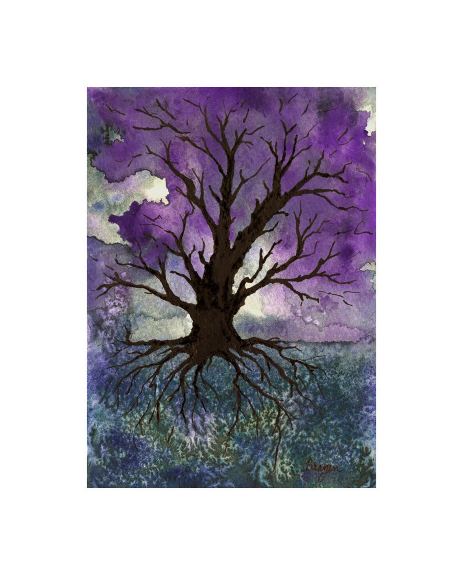 Art Print Gothic Tree of Life Landscape Watercolor - Etsy