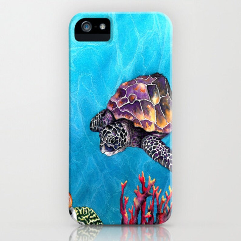Sea Turtle Phone Case Ocean Life Watercolor Painting Cell | Etsy