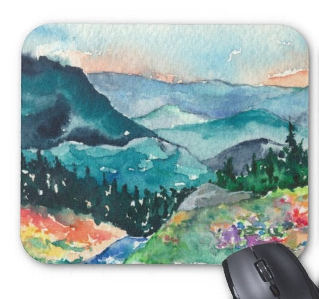 Mousepad - Valley of Dreams Landscape Watercolor Painting ...