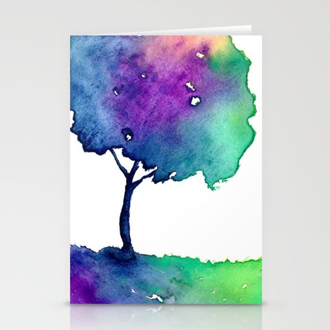 Hue Tree Art Card Landscape Watercolor Painting Note or - Etsy