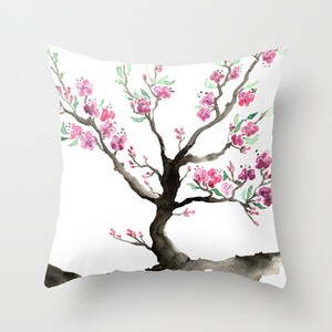 Decorative Pillow Cover - Sakura Tree - Woodland Decor - Throw Pillow ...