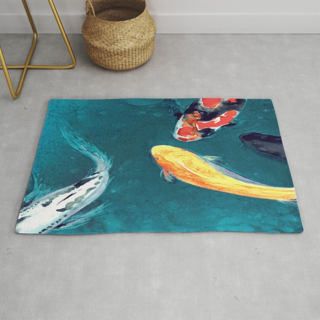 Water Ballet Rug Koi Fish Area Rug Living Room Bedroom Home Decor ...