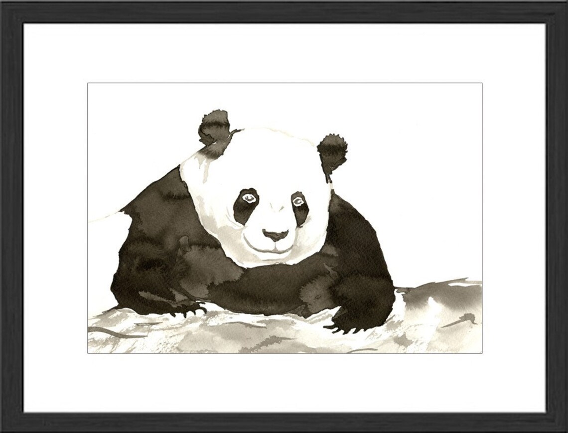 Minimalist Original Ink Painting Giant Panda Bear Wildlife | Etsy