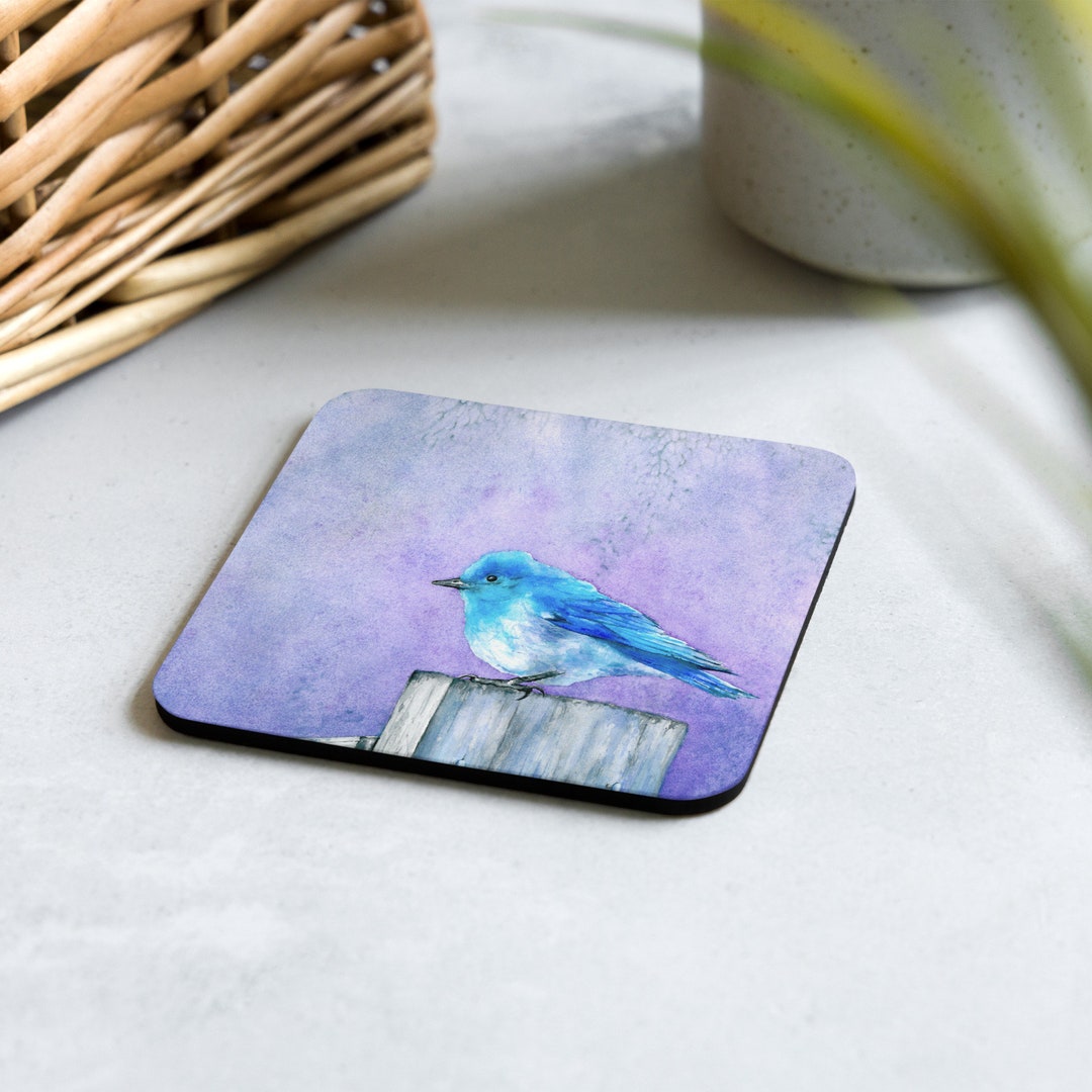 Modern Coasters - Bluebird Wildlife Art - Coffee Table Drink Coaster ...