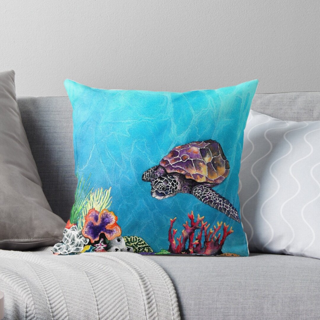 Decorative Pillow Cover - Sea Turtle - Throw Pillow Cushion - Fine Art ...