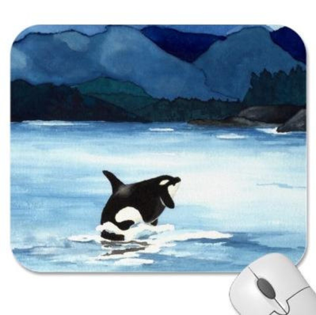 Mousepad - Orca Watercolor Painting Killer Whale - Reproduction Art for ...