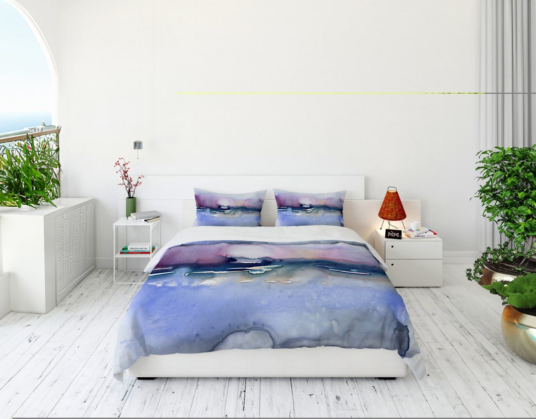 Abstract Ocean Duvet Cover - Watercolor Seascape Bedding - Etsy