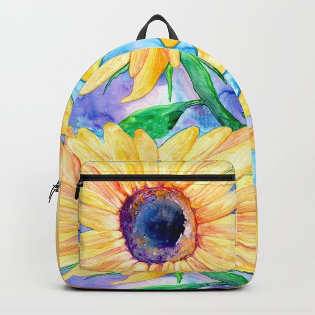 Sunflower Backpack - Floral Bookbag - Travel or Back to School ...