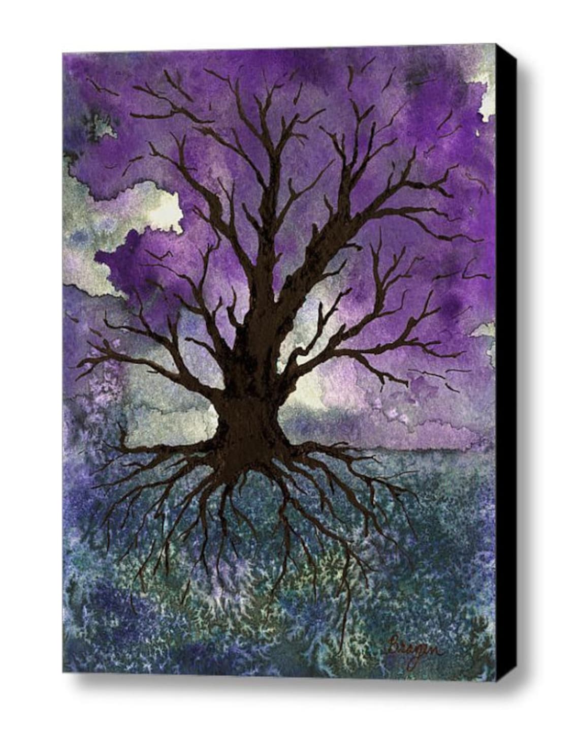 Art Print - Gothic Tree of Life Landscape - Watercolor Painting ...
