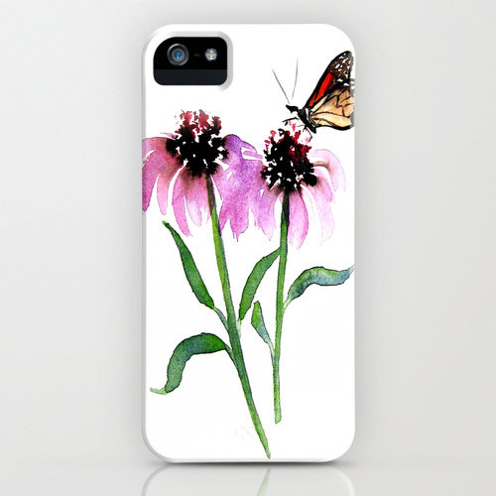 Floral Phone Case Monarch Butterfly Floral Painting | Etsy