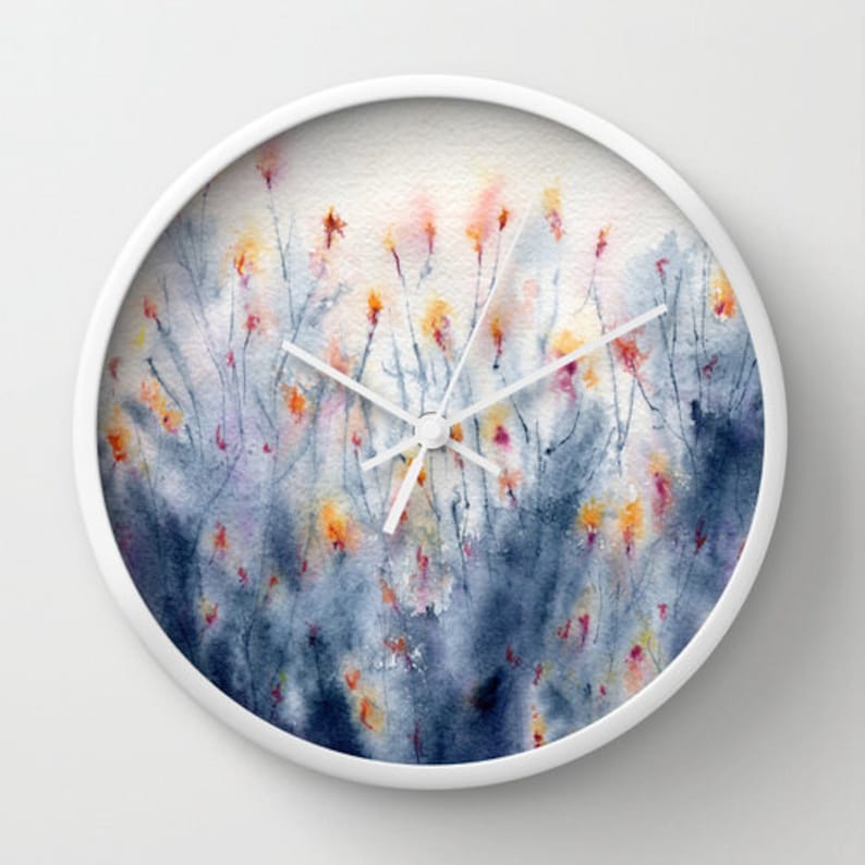 Wildflowers Wall Clock Kitchen Clock Modern Decor Wall Clock - Etsy
