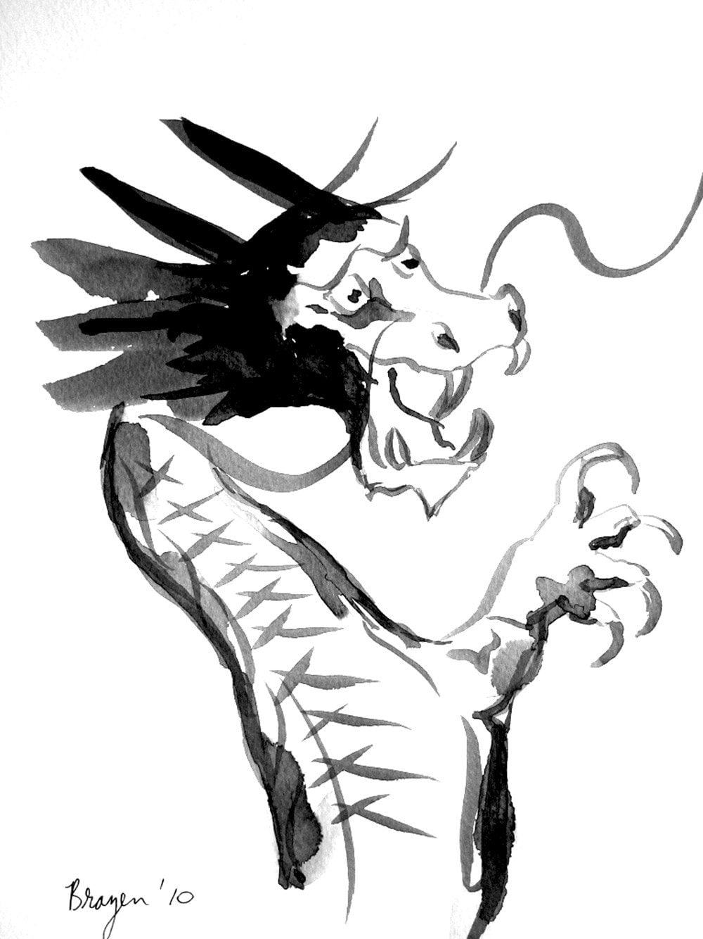 Ink Painting Dragon Sumi-e Featured in Etsy Finds Art - Etsy