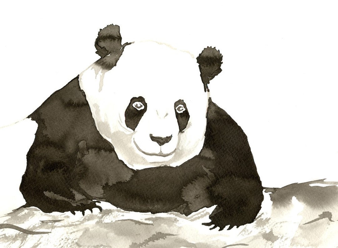 Minimalist Original Ink Painting Giant Panda Bear Wildlife - Etsy