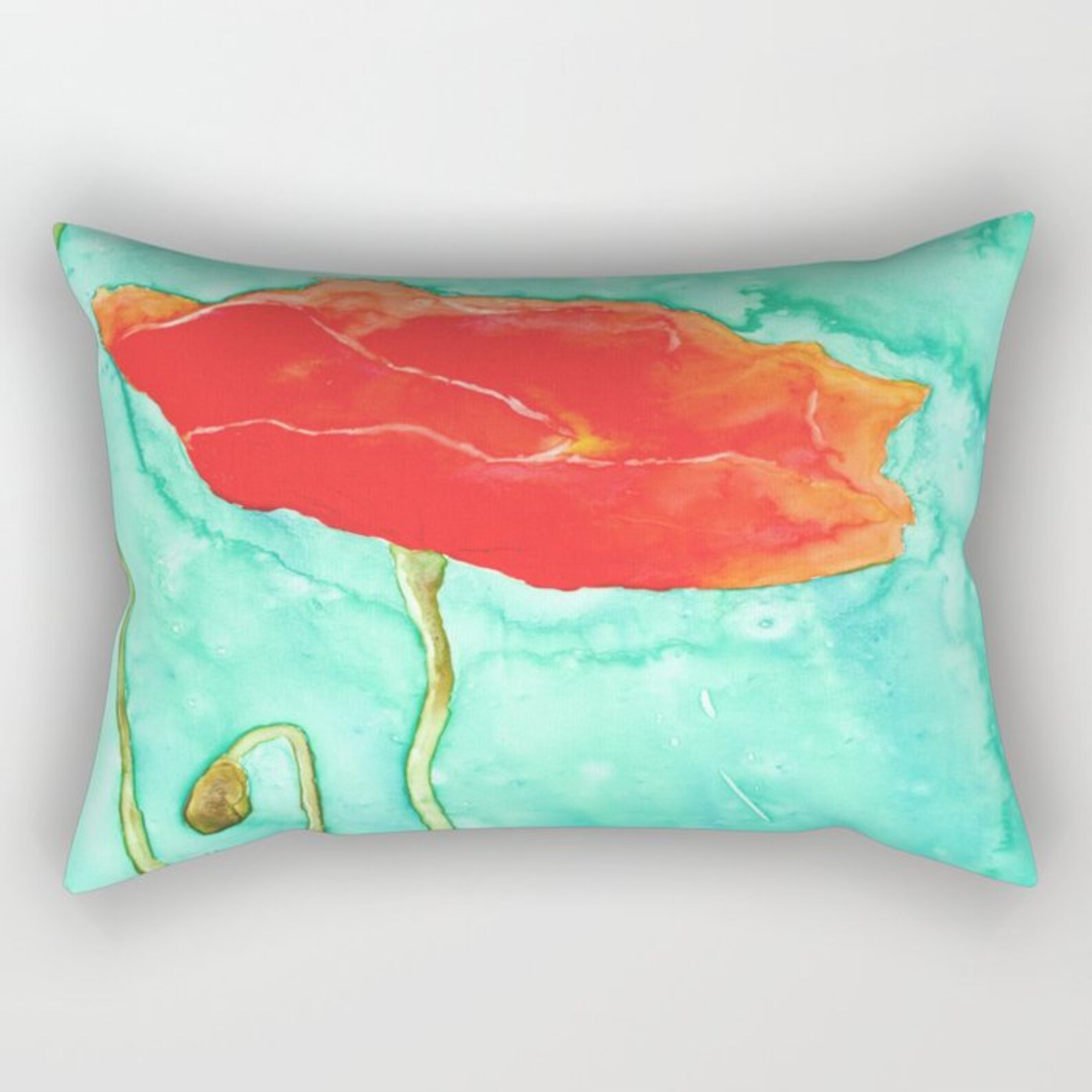 Decorative Poppy Floral Pillow Cover - Vibrant Watercolor Throw Pillow ...