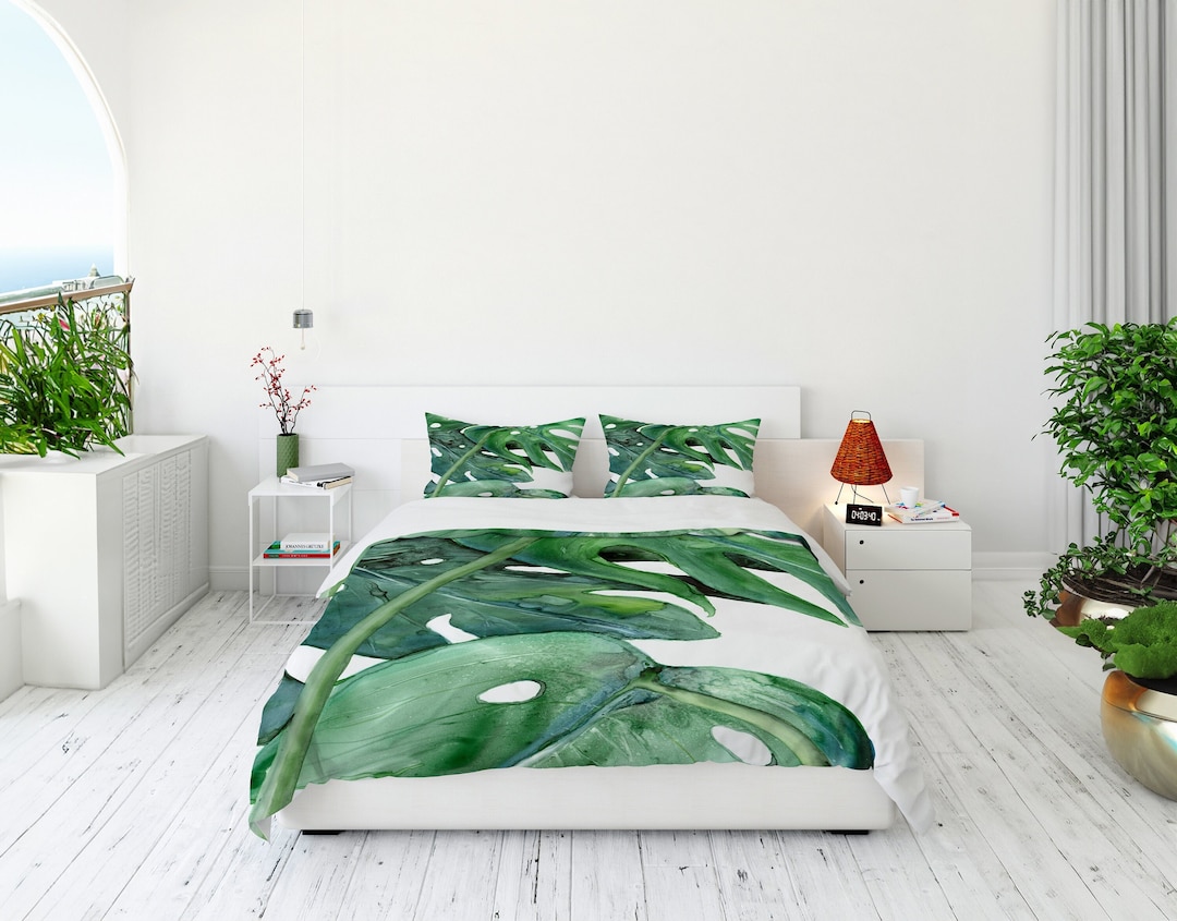 Botanical Duvet Cover - Nature Modern Bedding - Twin Queen or King Size ...