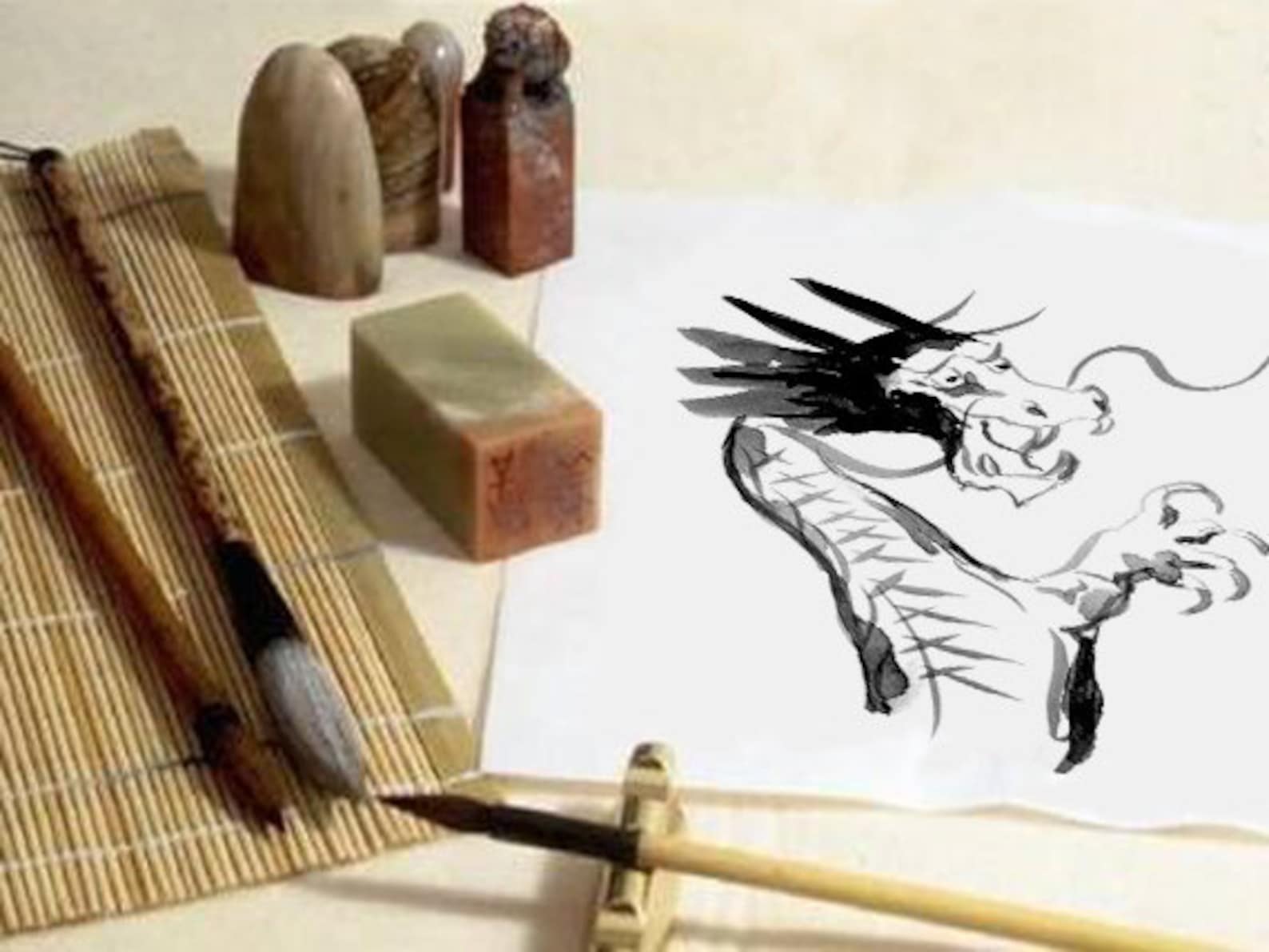Ink Painting - Zen Yoga - Figurative Sumi-e Japanese Brush Painting ...