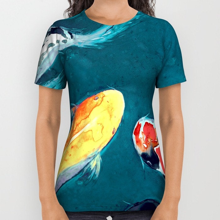Koi Fish T Shirt Designer Clothing Koi Painting Artistic - Etsy