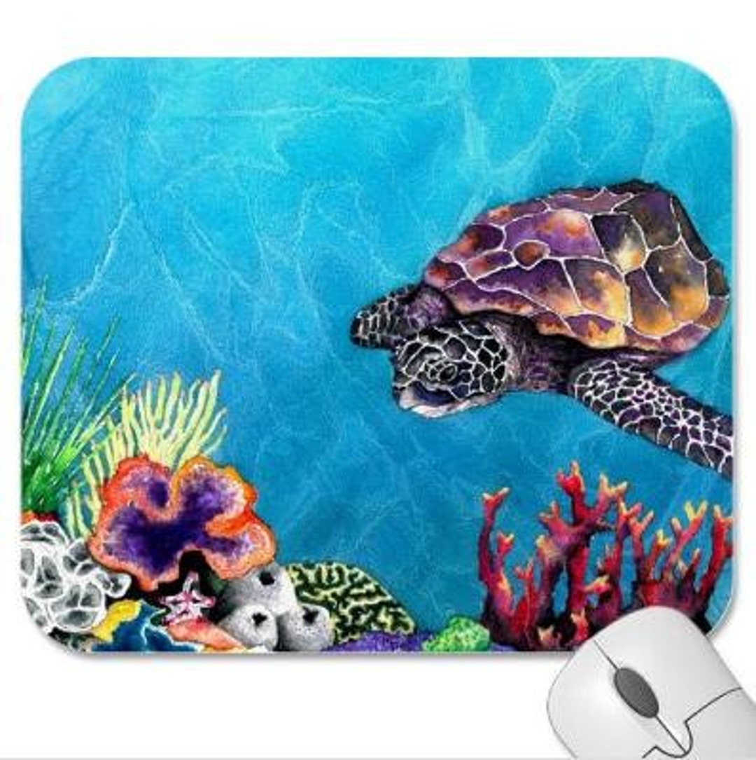 Mousepad - Sea Turtle Ocean Wildlife Painting - Art for Home or Office ...