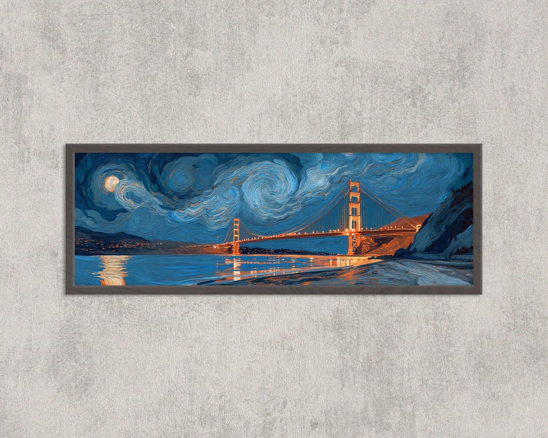 Golden Gate Bridge Starry Night Panorama Print: San Francisco Wall Art ...