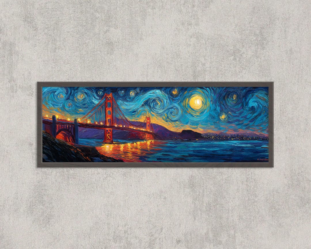 Golden Gate Bridge Starry Night Print: San Francisco Skyline Art - Etsy