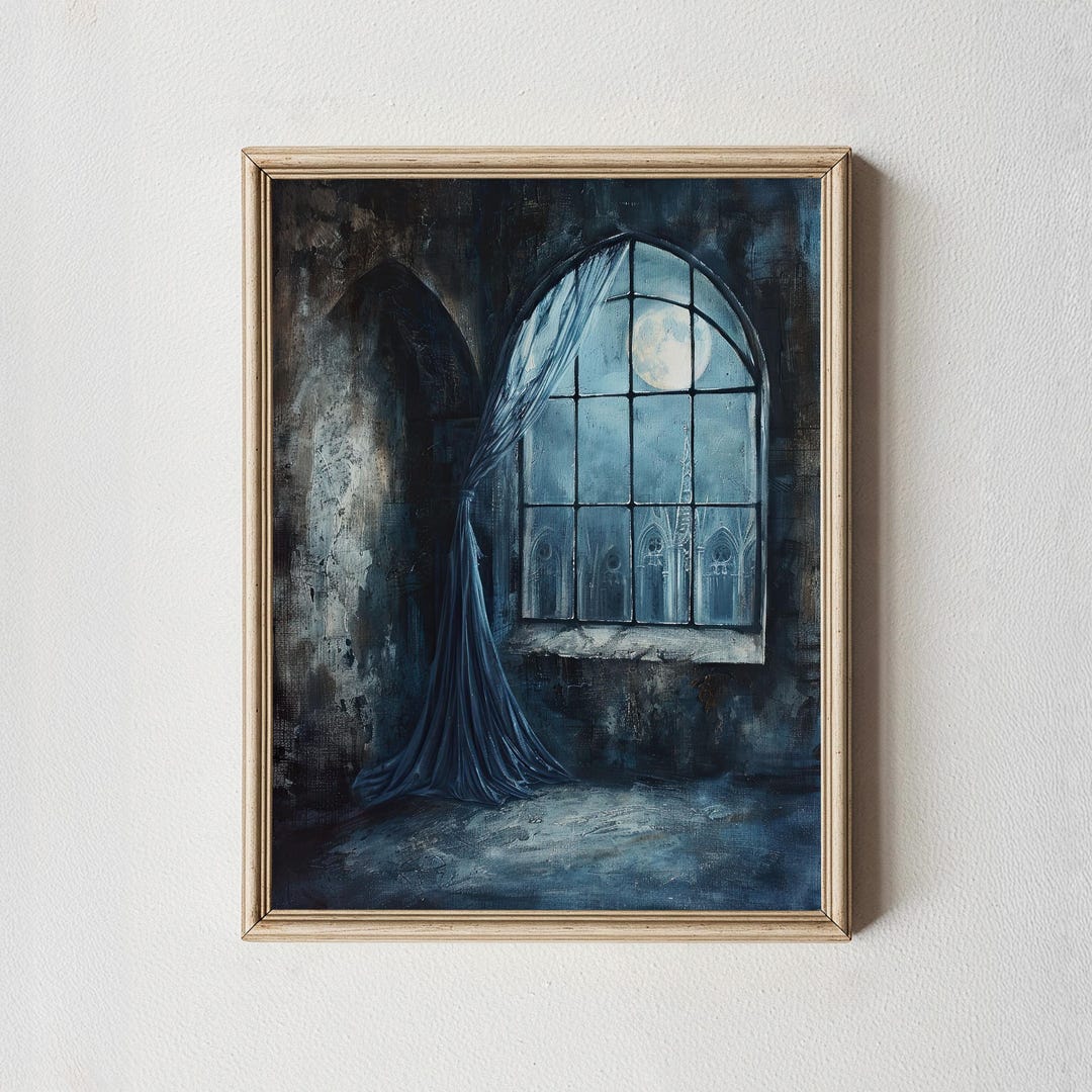 Dark Academia Gothic Window Print: Moody Library Wall Art - Etsy