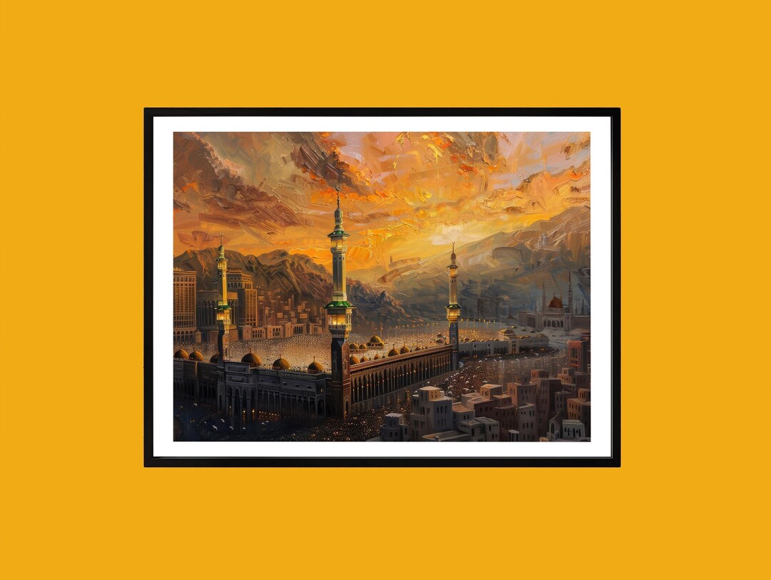 Mecca Masjid Al-haram Sunset Print: Islamic Wall Art, Spiritual Gift - Etsy