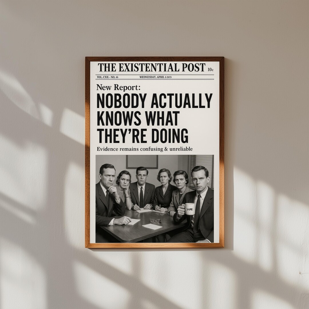 The Existential Post Poster – Dark Humor Newspaper Wall Art – Funny ...