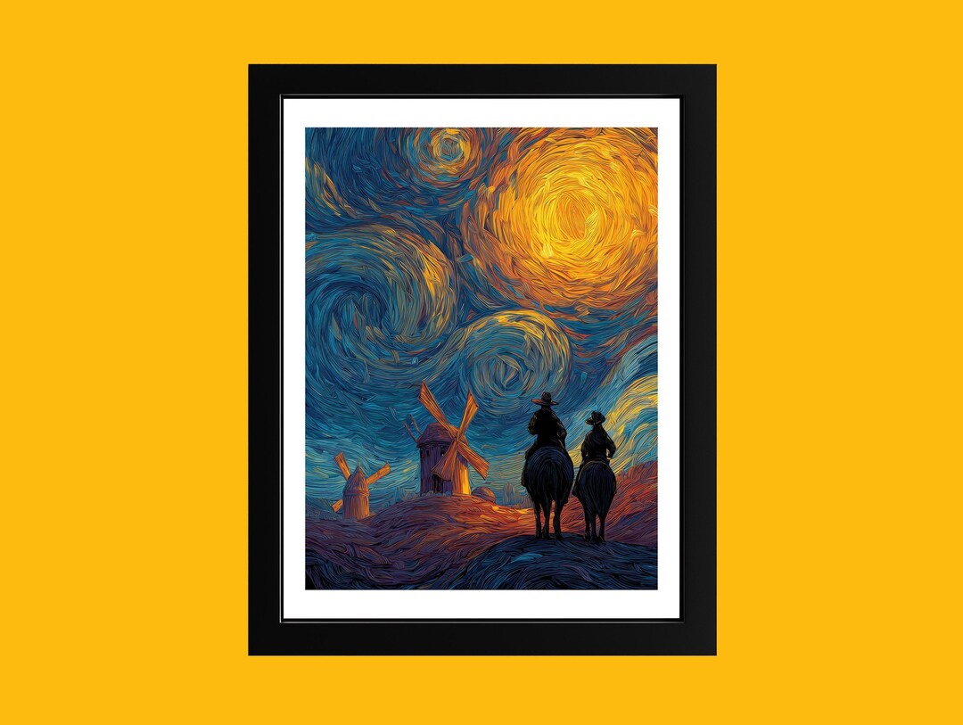 Starry Night Cowboy Art Print: Van Gogh Western Decor - Etsy Australia