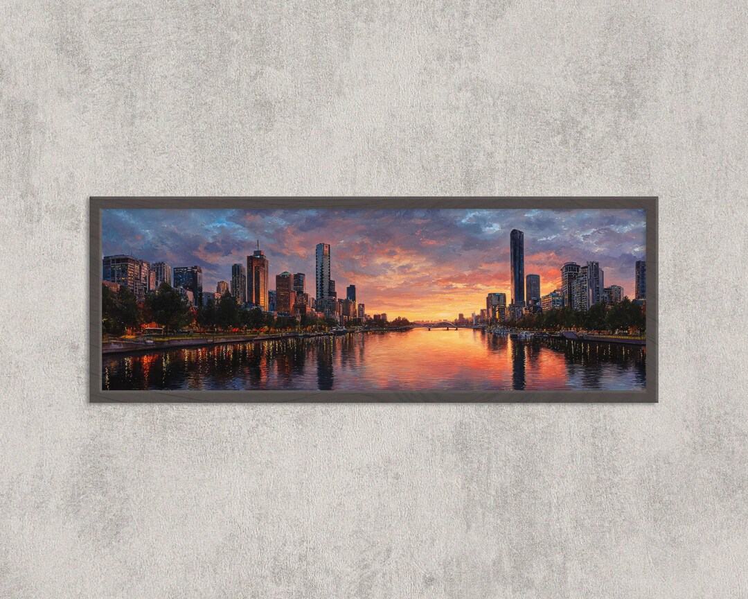 Melbourne Skyline Watercolor Art Print: Australia Cityscape Sunset - Etsy
