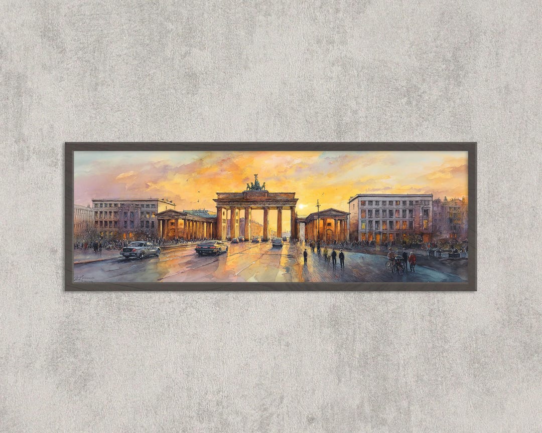 Berlin Brandenburg Gate Watercolor Print | Panoramic Cityscape Wall Art ...