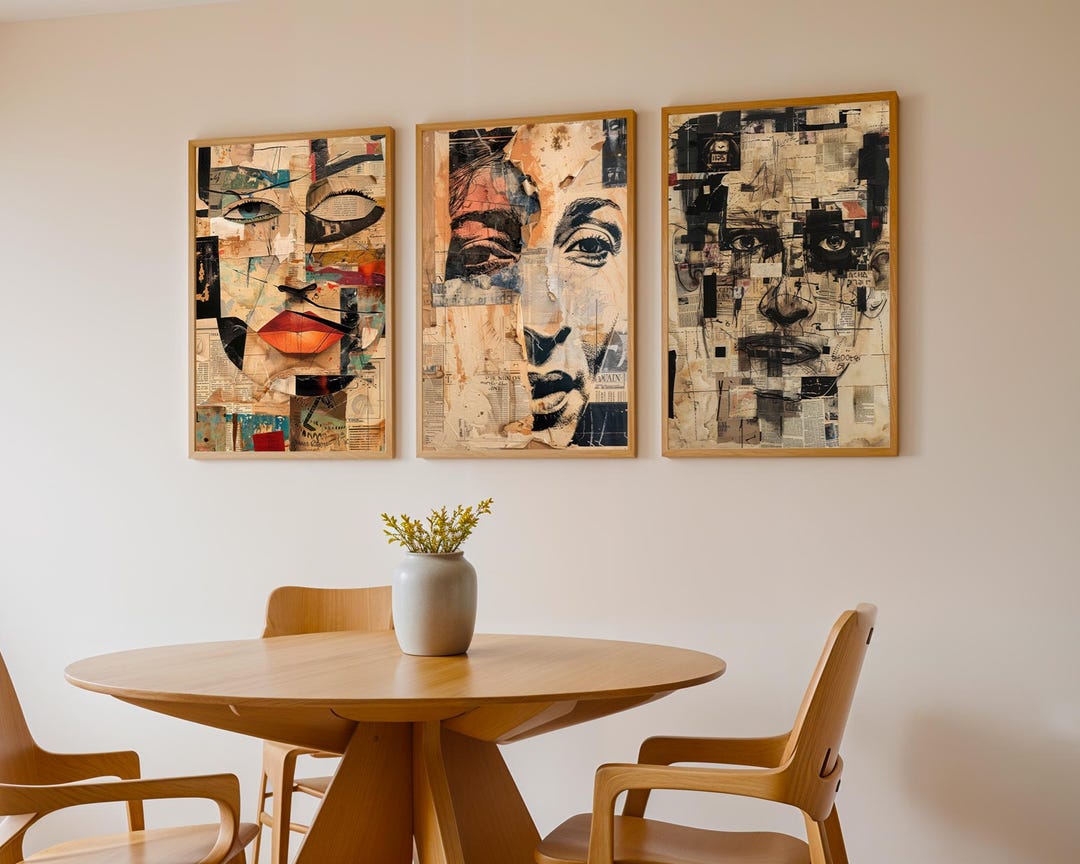 Avant-garde Dada Wall Art Print Set of 3, Bold Abstract Collage Poster ...