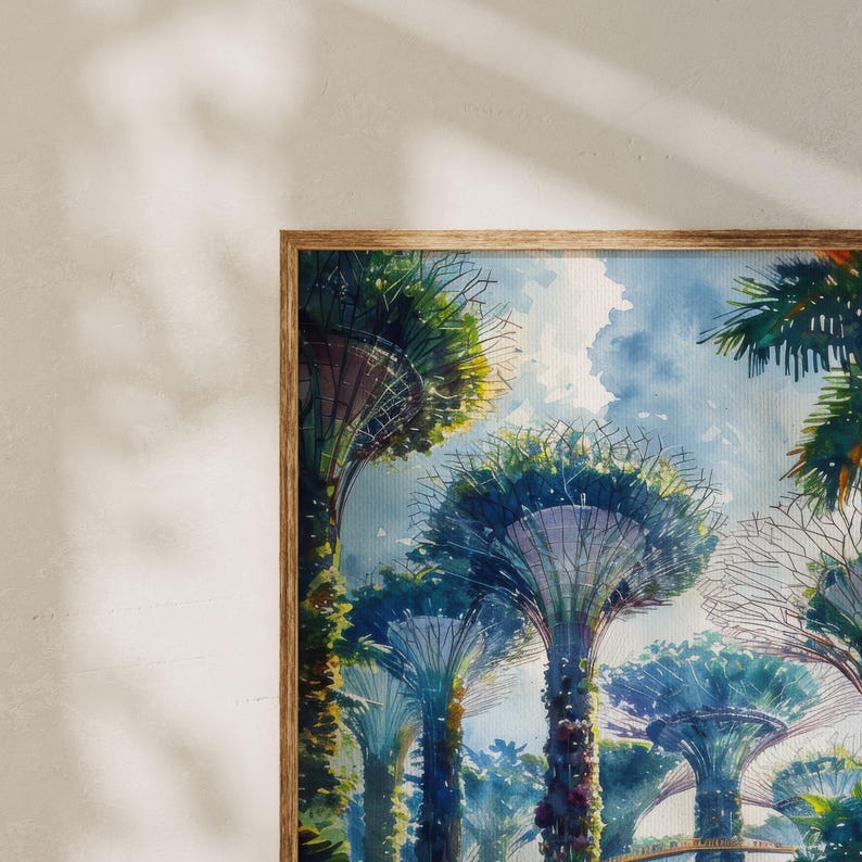 Gardens by the Bay Watercolor Print: Singapore Supertree Grove Art - Etsy