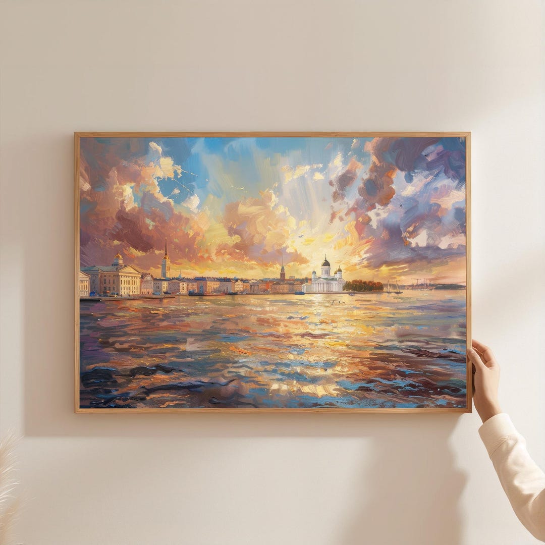 Helsinki Skyline Art Print, Finland Cathedral Sunset Wall Art ...