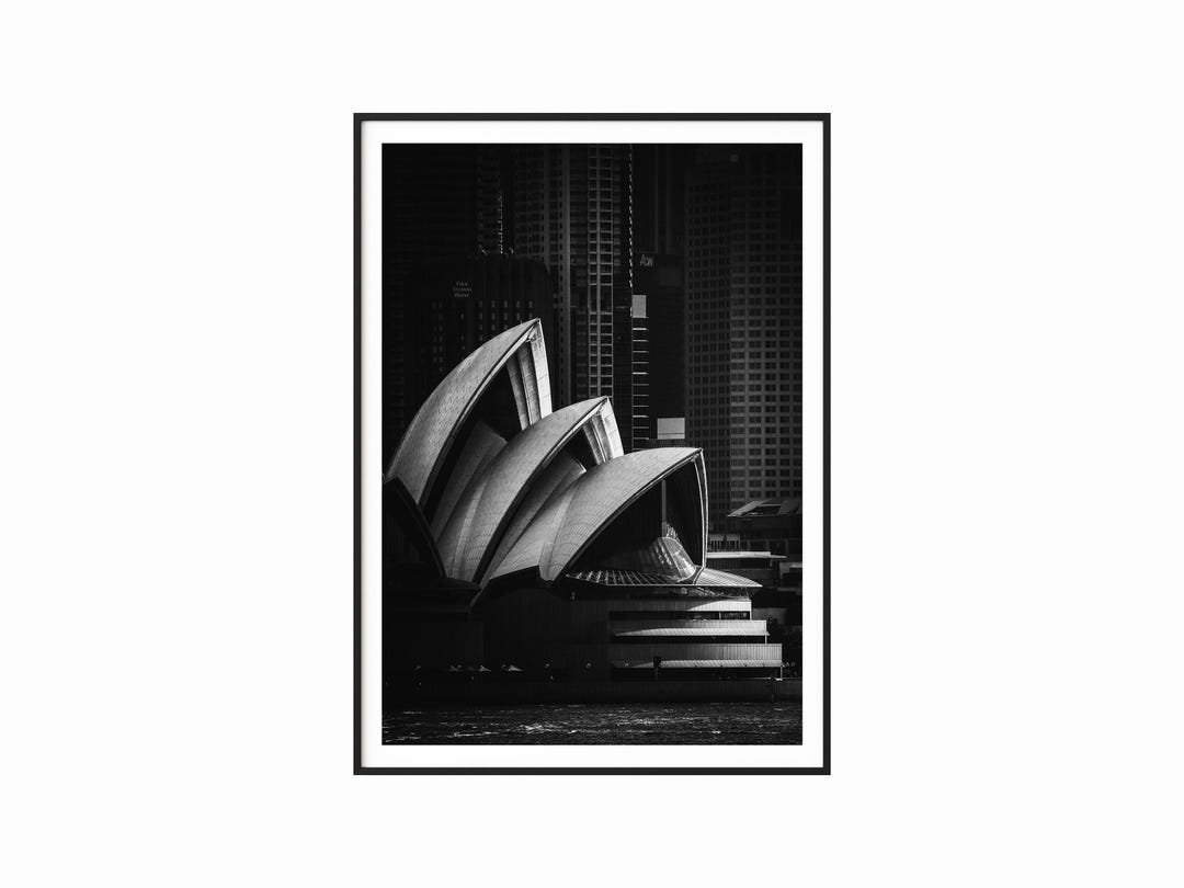 Sydney Opera House Black and White Print: Minimalist Architecture Wall ...