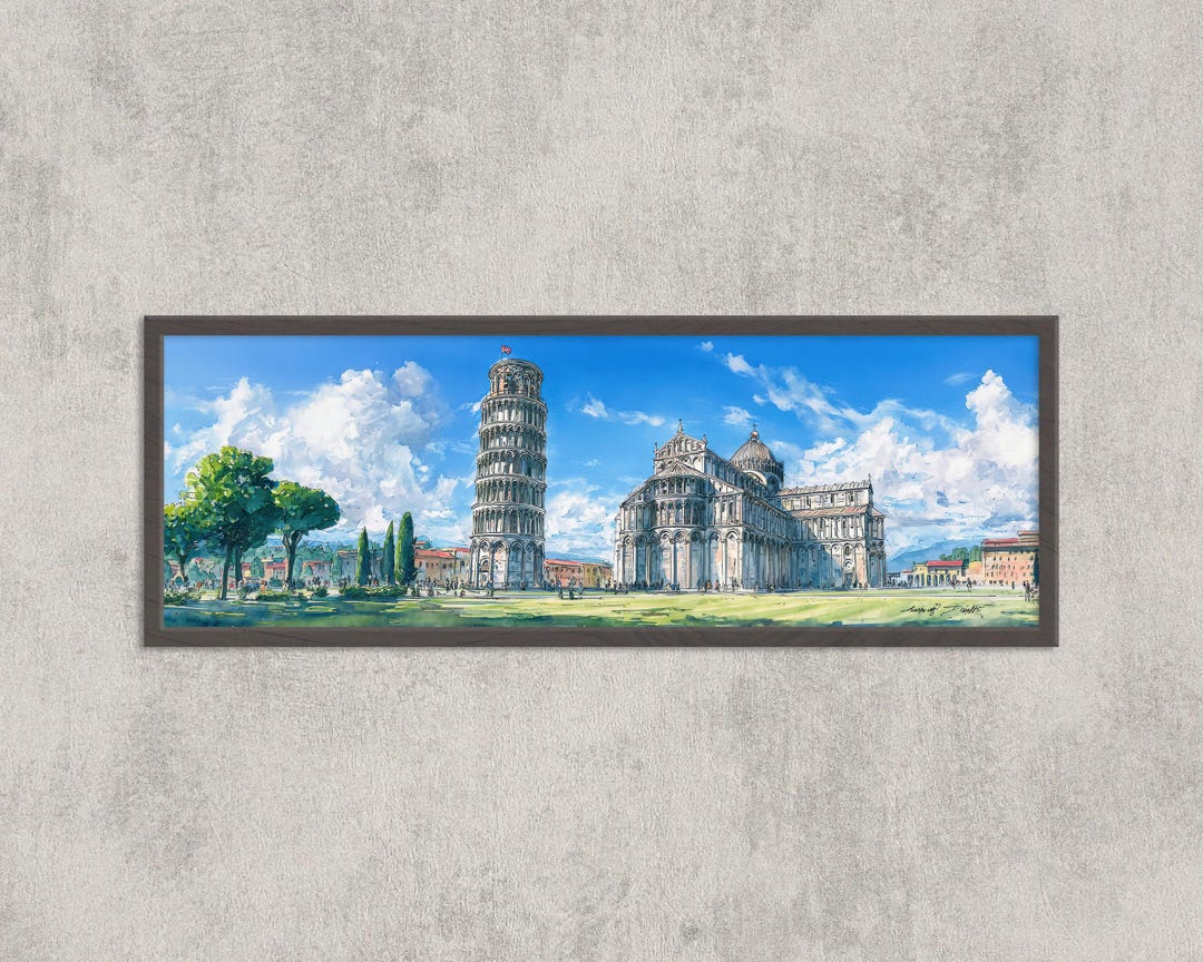 Leaning Tower of Pisa Watercolor Print: Tuscany Italy Cityscape Wall ...