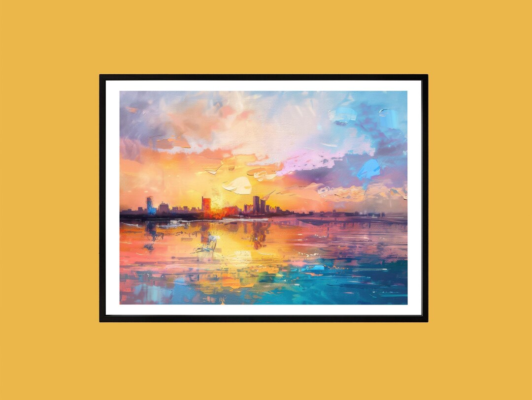 Colorful Cityscape Sunset Print: Modern Abstract Urban Landscape - Etsy