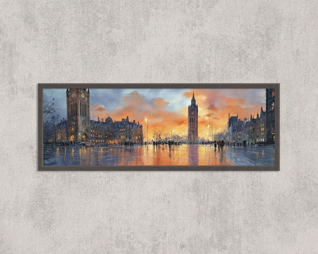 Manchester Town Hall Sunset Watercolor Painting: UK City Art Print - Etsy