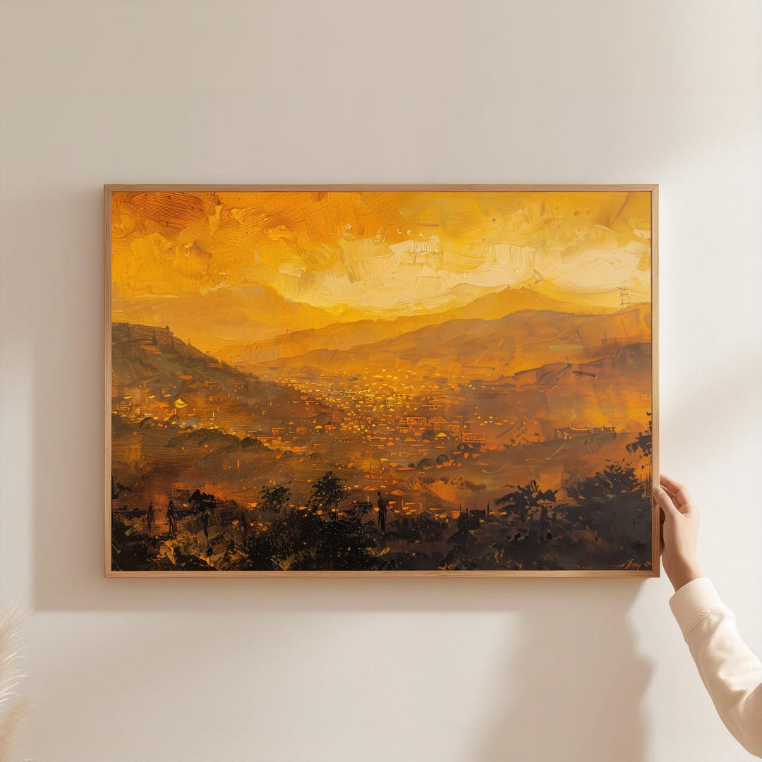Addis Ababa Wall Art, Golden Sunset Cityscape, African Landscape Poster ...