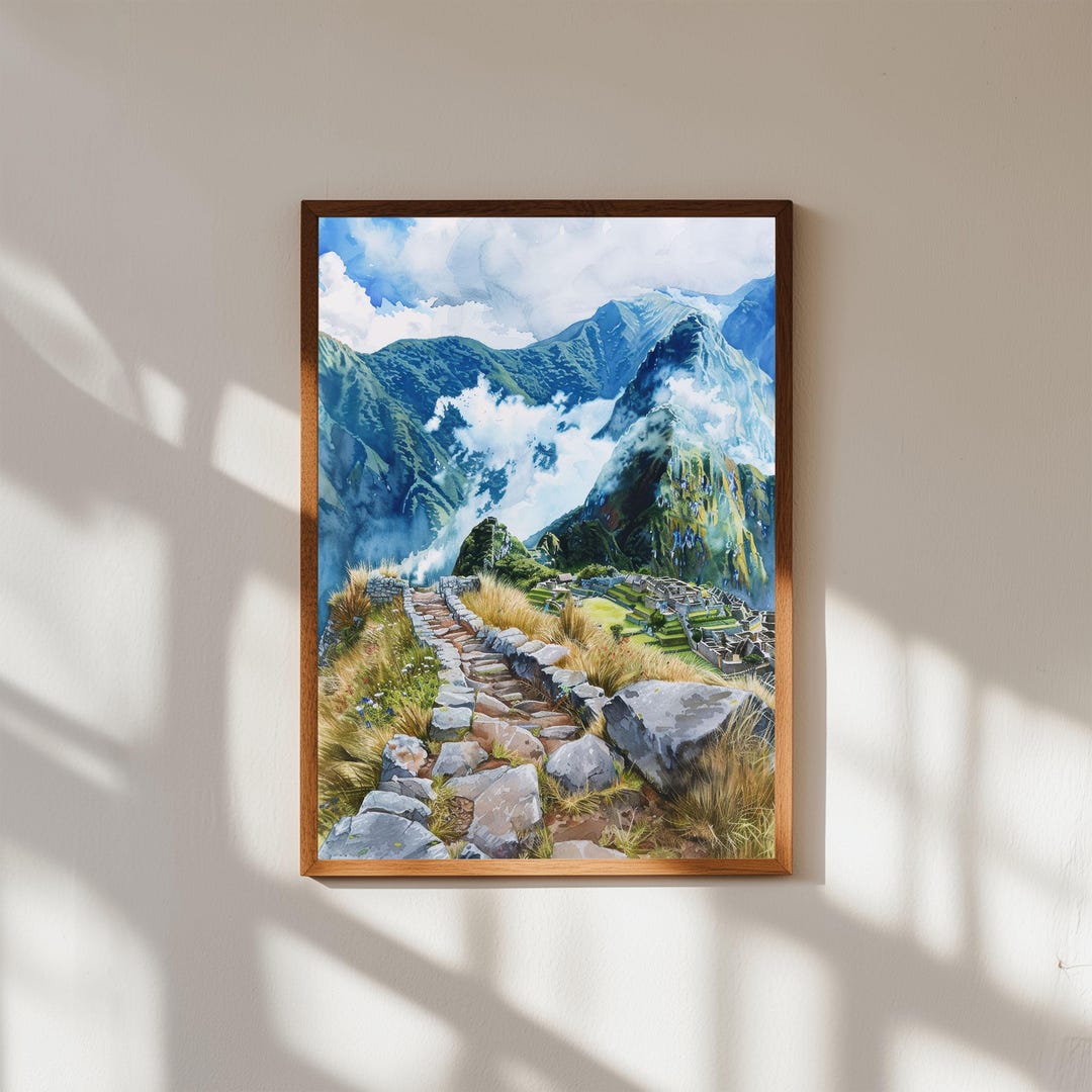 Machu Picchu Watercolor Print: Inca Trail, Peru Mountain Landscape - Etsy