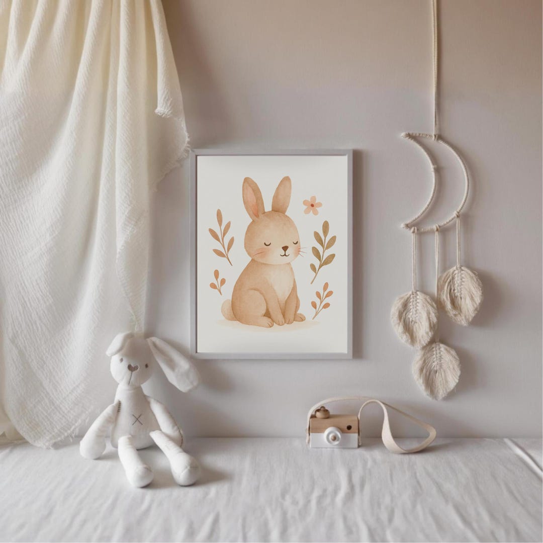 Adorable Bunny Art Print, Cute Rabbit Wall Decor, Nursery Poster ...