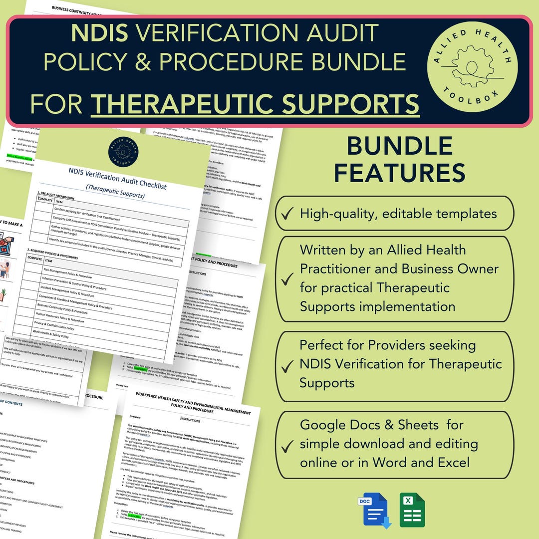 NDIS Policies & Procedures Bundle | Verification Audit Templates for ...