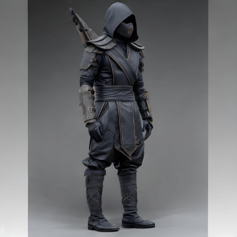 Black Ninja Leather Armor Costume | Assassin Cosplay Outfit | Tactical ...