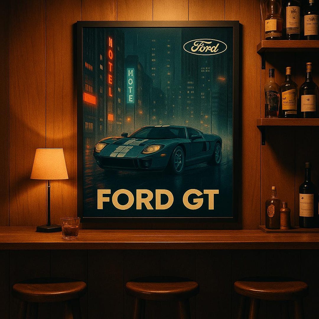 Ford GT Poster, Retro Supercar Print, Ford GT40 Wall Art, Digital Car ...