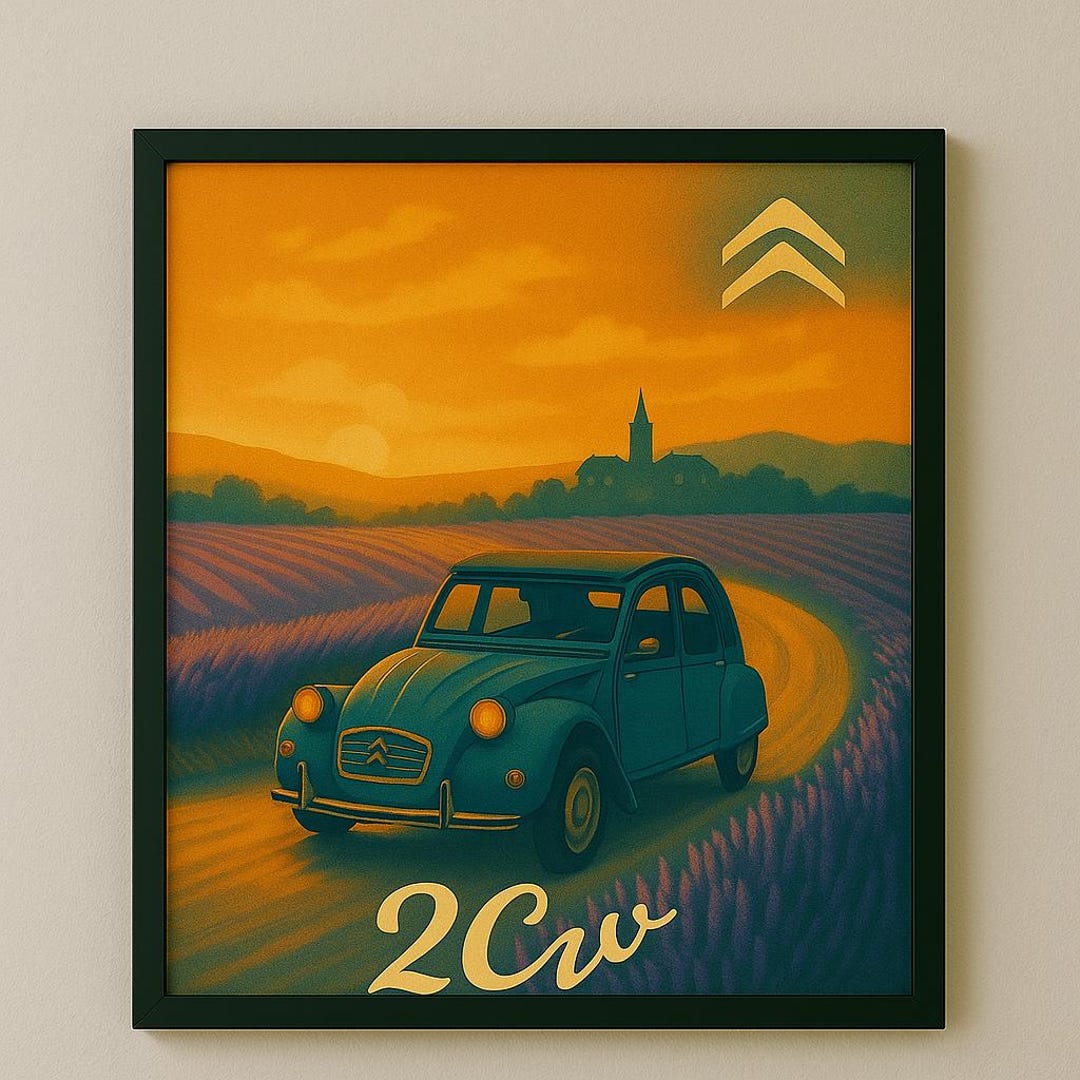 Citroën 2CV Poster – Vintage French Car Wall Art – Retro Citroen 2CV ...