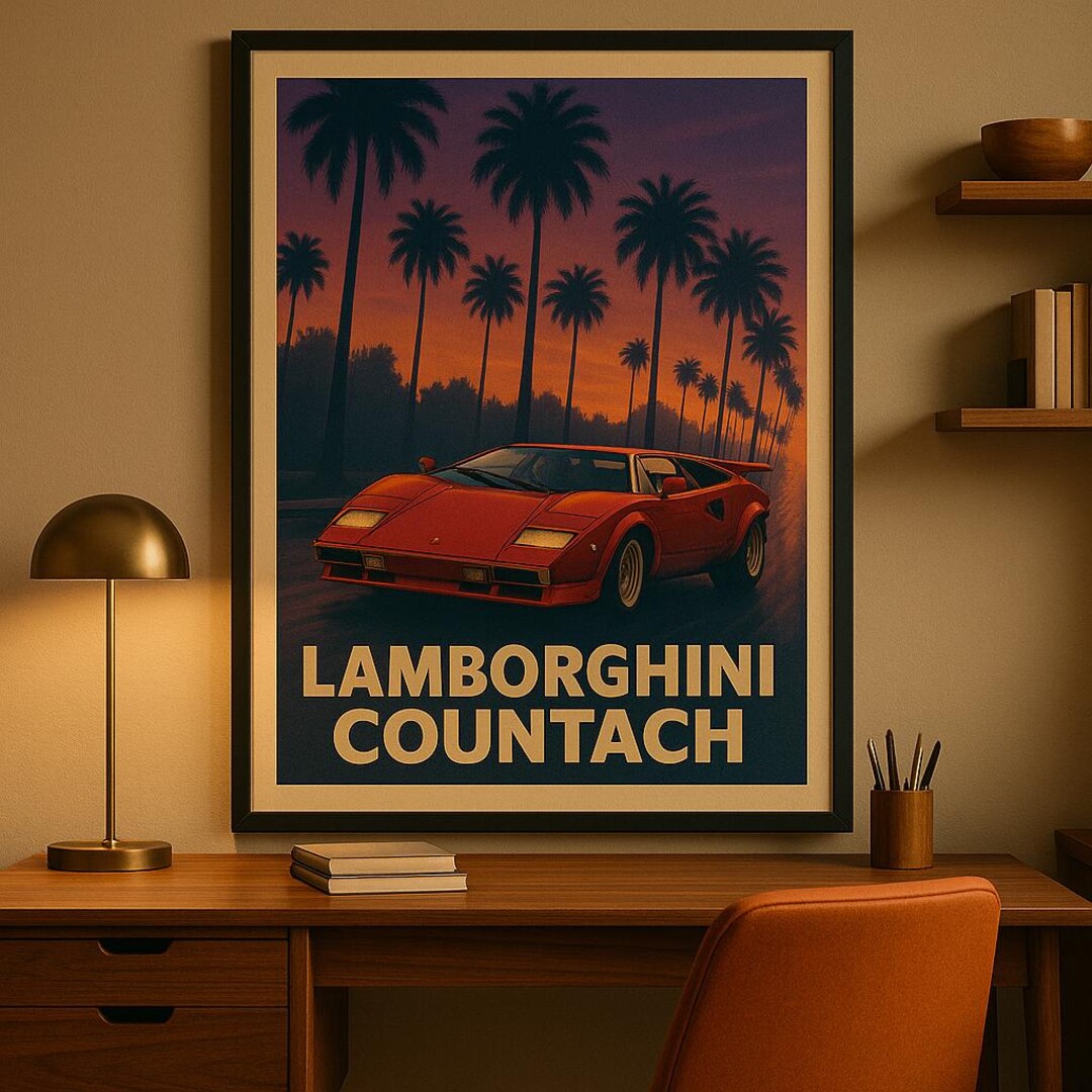 Lamborghini Countach Poster – Retro 80s Supercar Print, Iconic Lambo ...