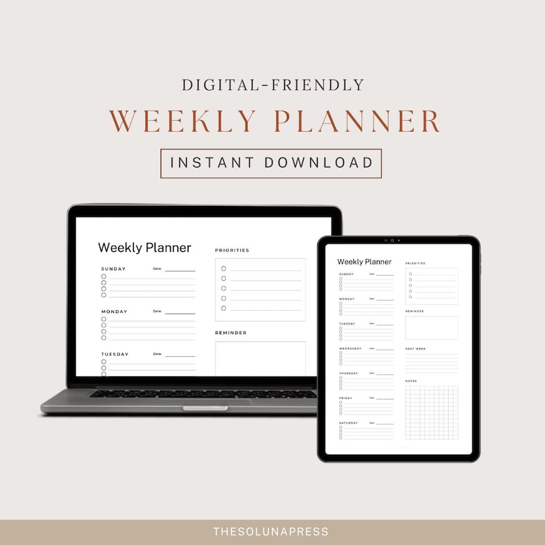 Weekly Planner Printable | Digital Download PDF | Time Management ...