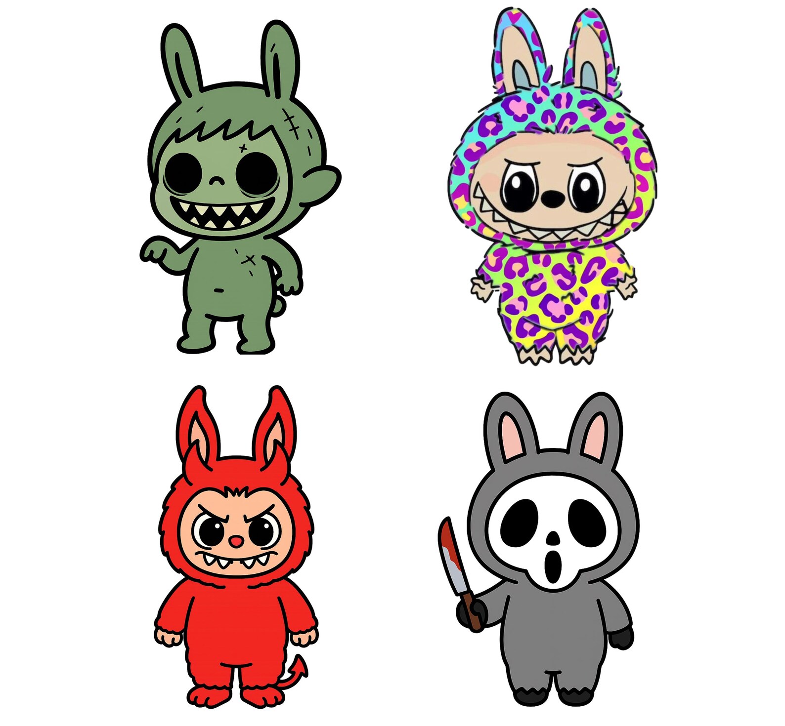 Retro Halloween Labubu Png Clipart, Horror Labubu Png, Cute Spooky ...