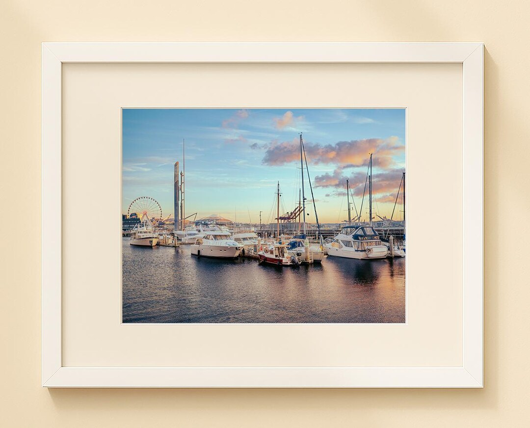 Seattle Waterfront Marina Sunset – Color Photo Wall Digital Print ...