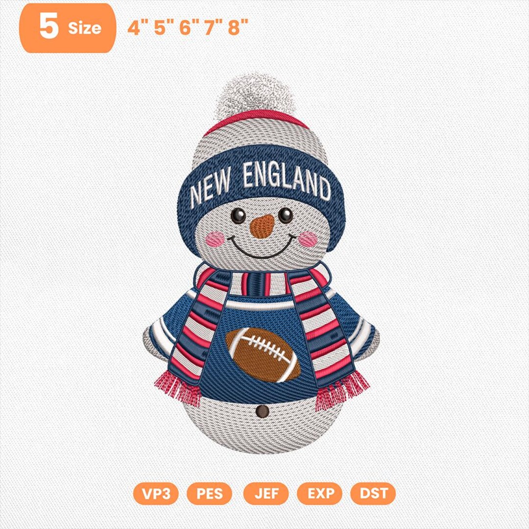 New England Football Snowman Embroidery Design – Blue Silver Winter ...